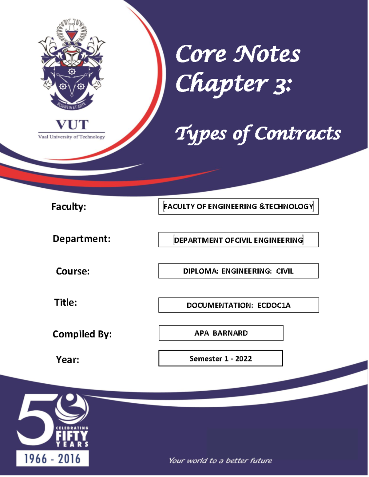 Chapter 3: Types of Contracts - Documentation I ECDOC1A (1st Sem 2022 ...