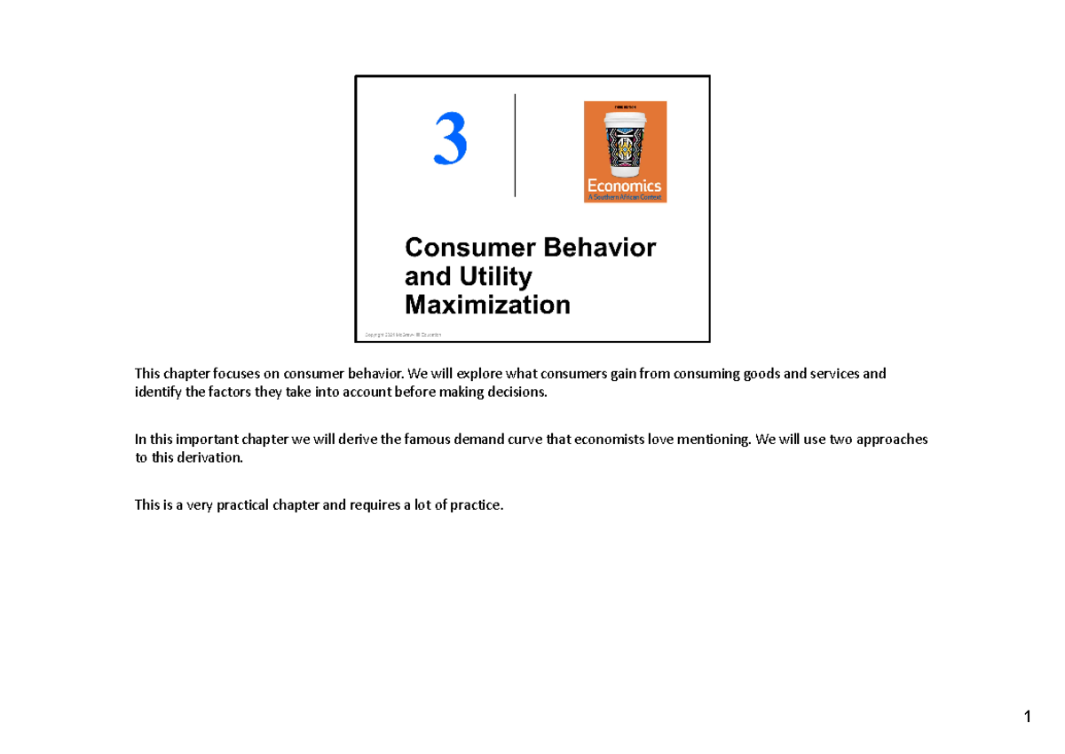 Chapter 3 with notes 2022 - This chapter focuses on consumer behavior ...