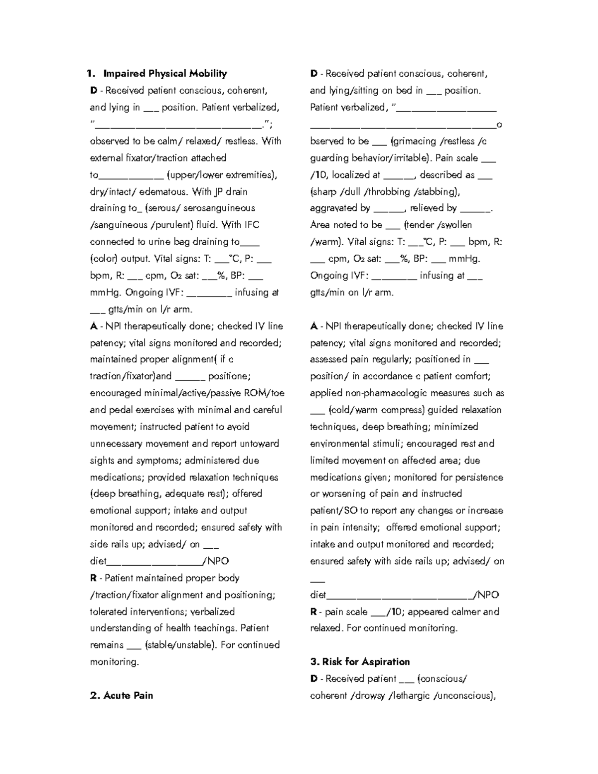 FDAR Documentation for Trauma Patients: Comprehensive Assessment and ...