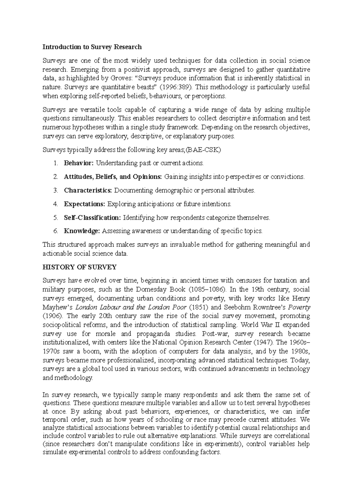 Survey Research Methodology: An Introduction to Techniques and History ...