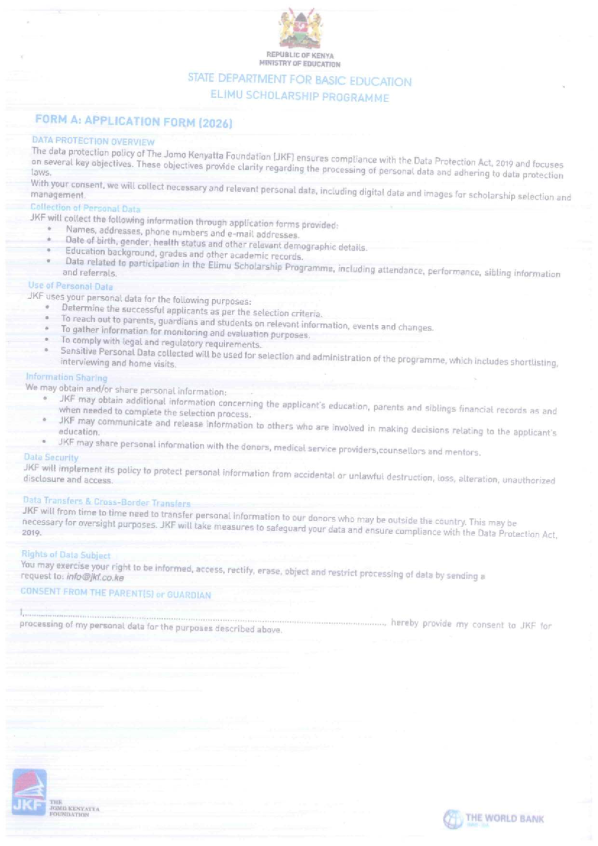 Elimu Scholarship Programme Application Form (2026) - Data Protection ...