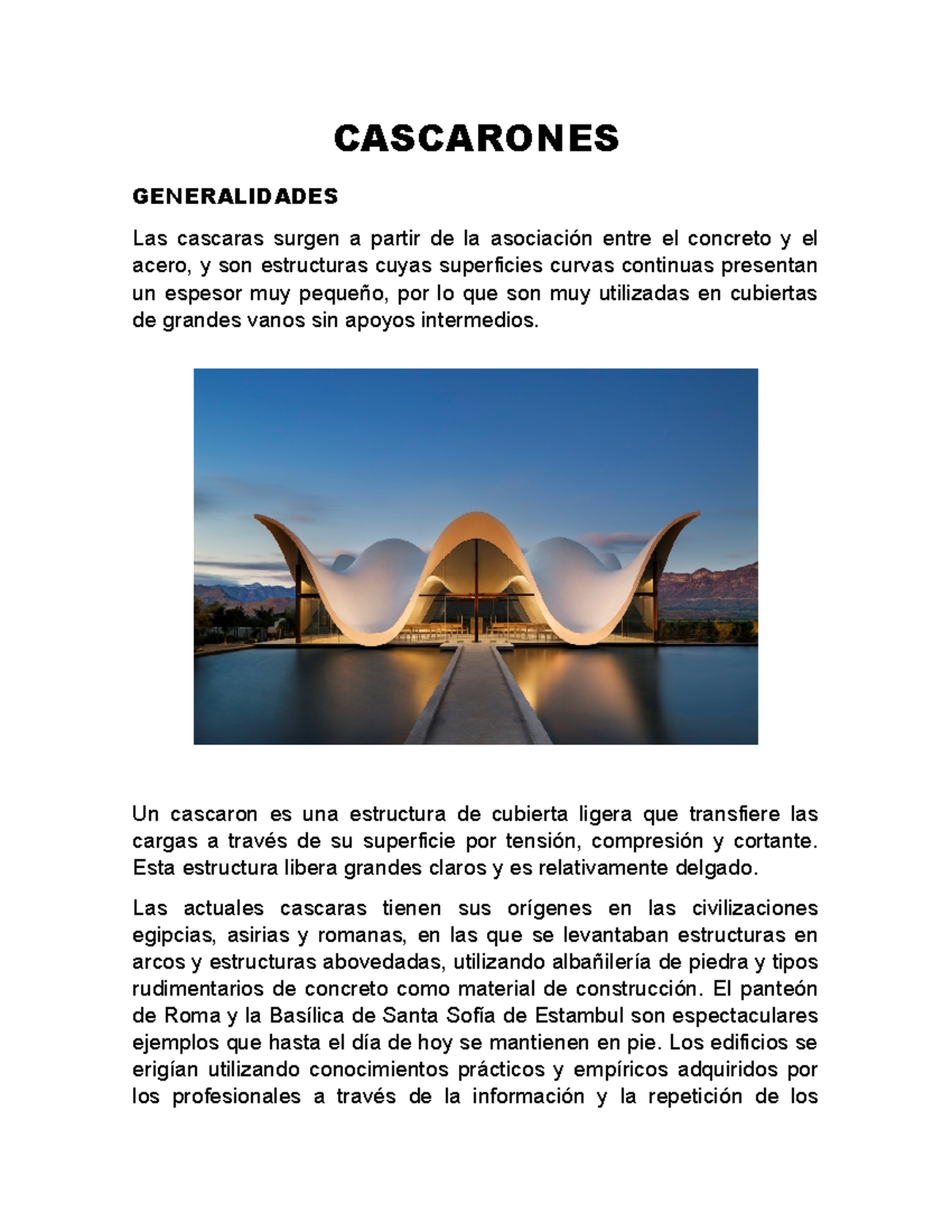 Estudio sobre Cascarones: Estructuras de Cubierta en Ingeniería Civil ...