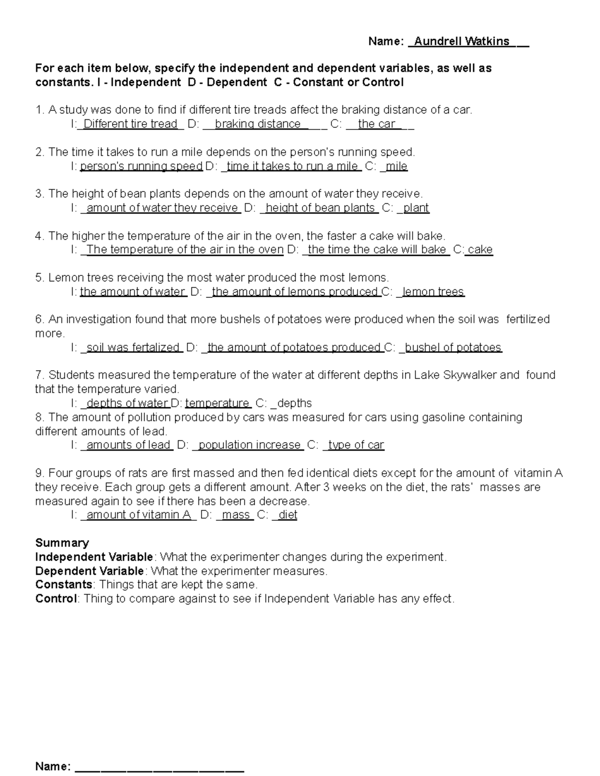 Identifying Independent, Dependent, and Control Variables in ...