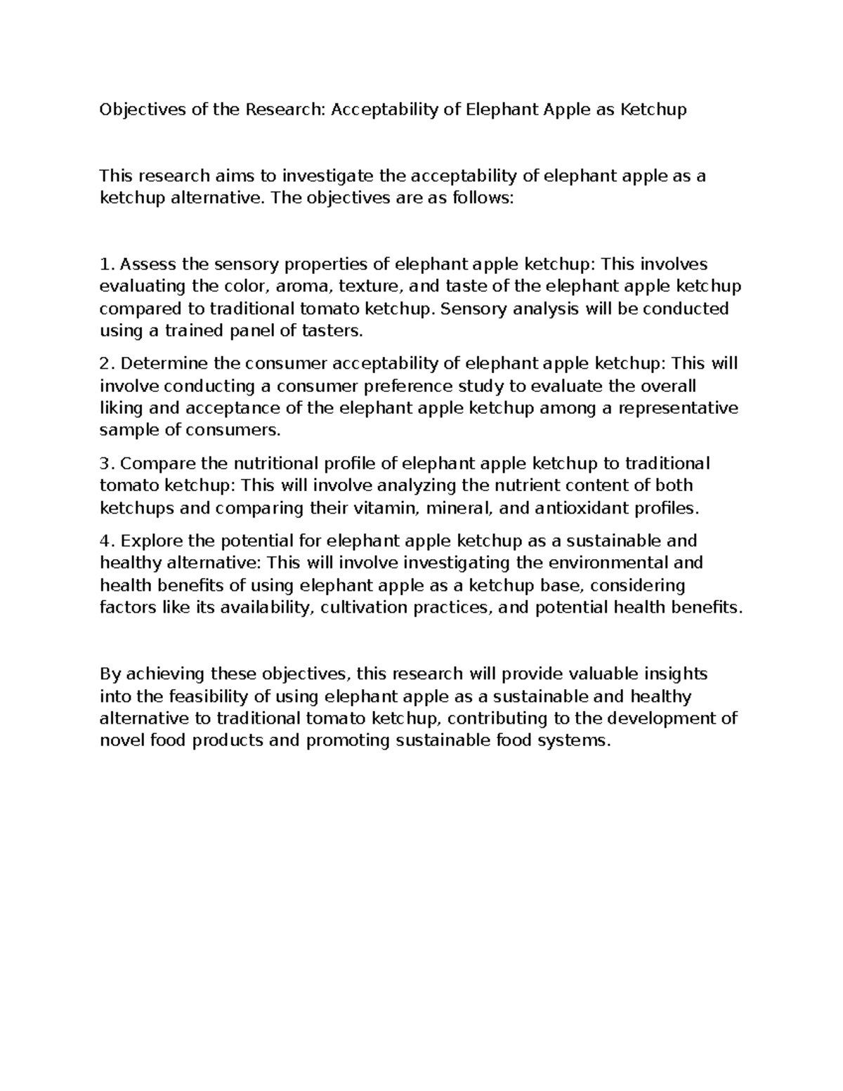 Research objectives - Objectives of the Research: Acceptability of ...