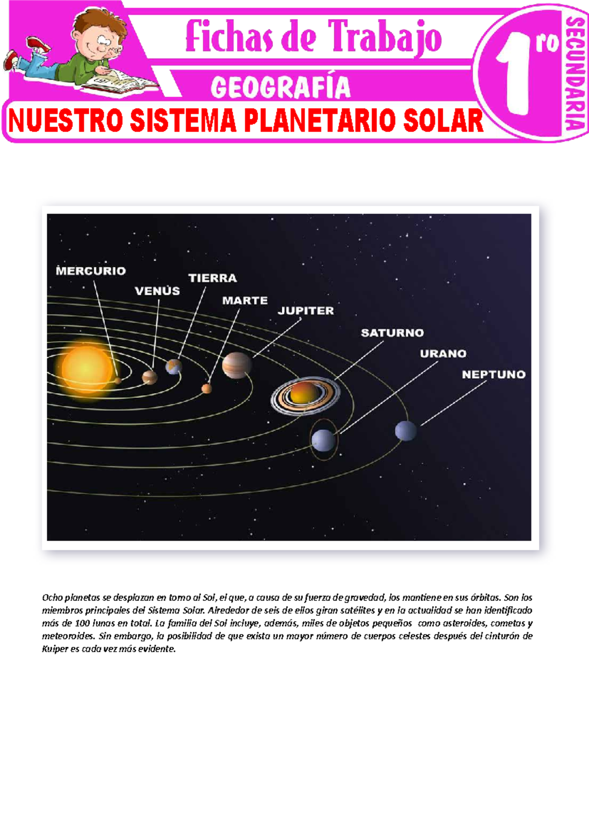 Nuestro Sistema Planetario Solar: Características y Planetas (1G) - Studocu