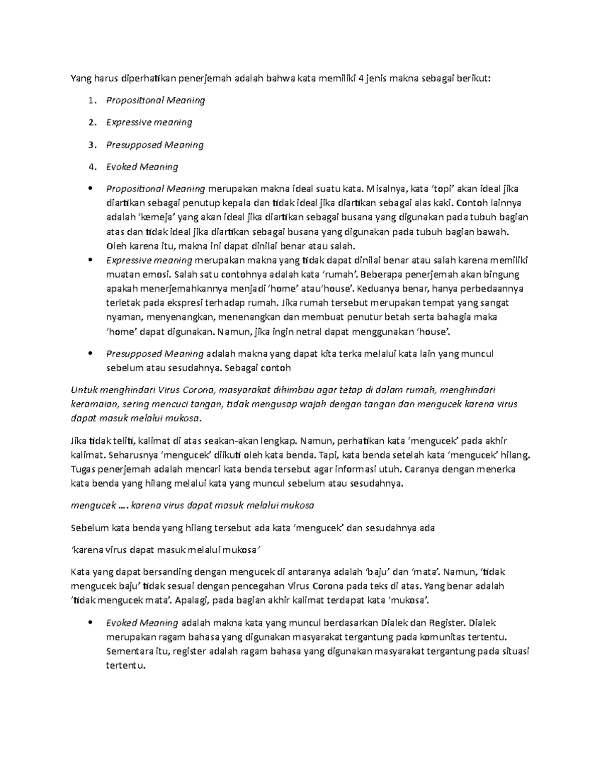 Tipe-Tipe Makna dalam Penerjemahan: Propositional, Expressive, dan ...