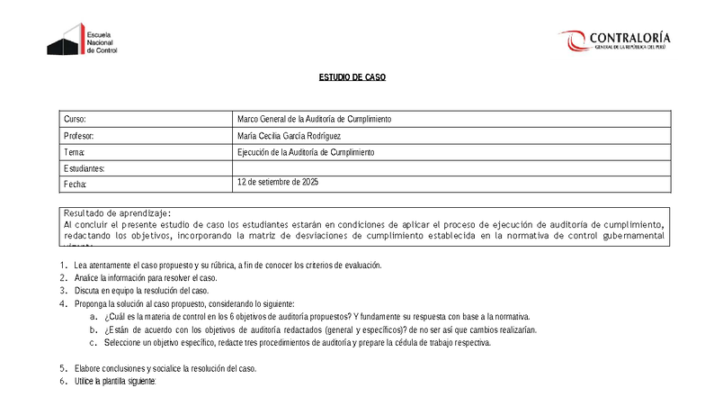 Estudio de Caso: Ejecución de Auditoría de Cumplimiento - AL 09-09-2025 ...