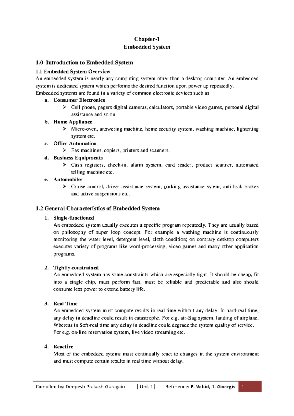 Embedded System Comprehensive Notes (Unit 1) - Studocu