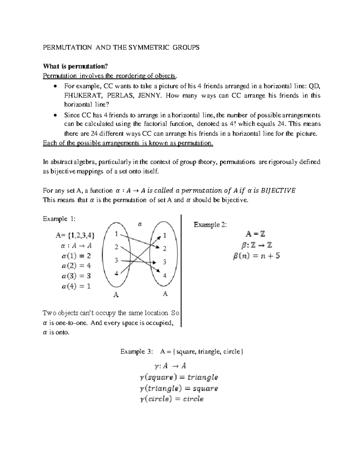 Permutation And The Symmetric Groups Permutation And The Symmetric