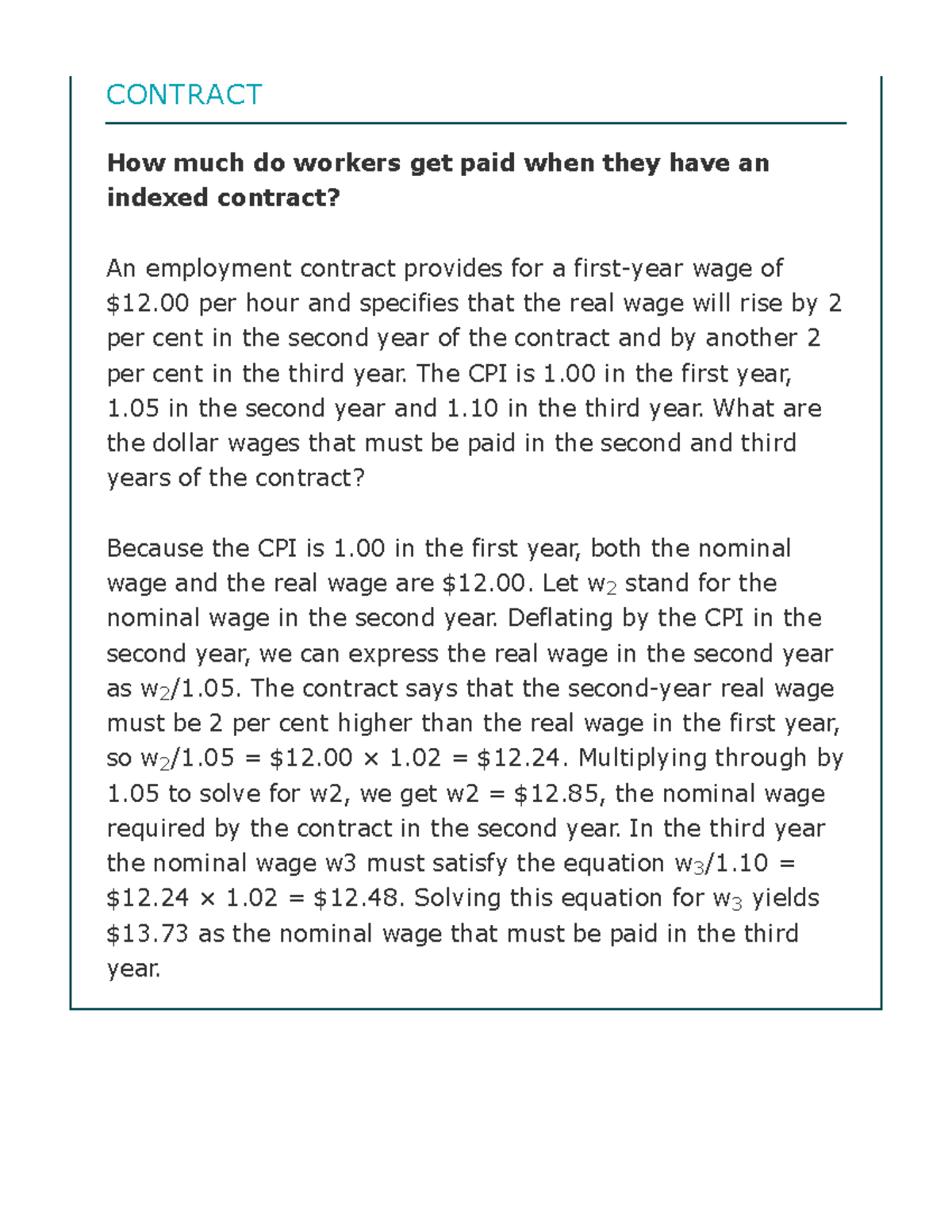 CONTRACT: Indexed Wage Calculations for Employment Contracts - Studocu