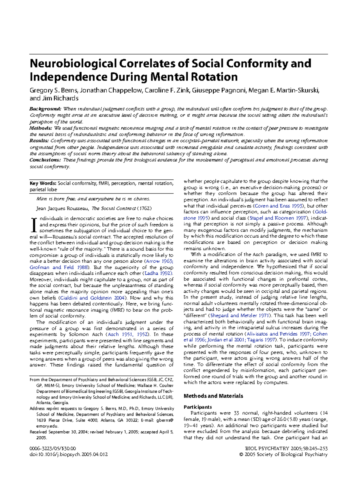 UTS1 - Reviewer - Neurobiological Correlates of Social Conformity and ...