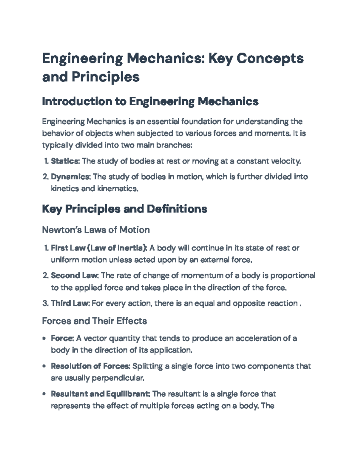 Engineering Mechanics Fundamentals: Concepts, Principles & Applications ...