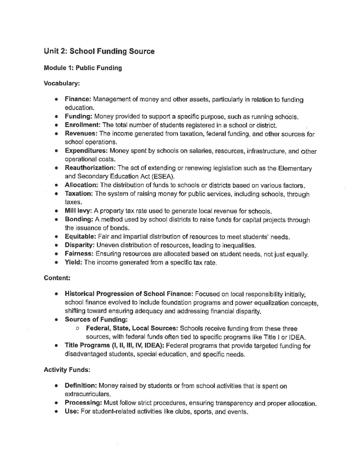 D0023 Study Guide: School Funding Sources & Contemporary Issues - Studocu