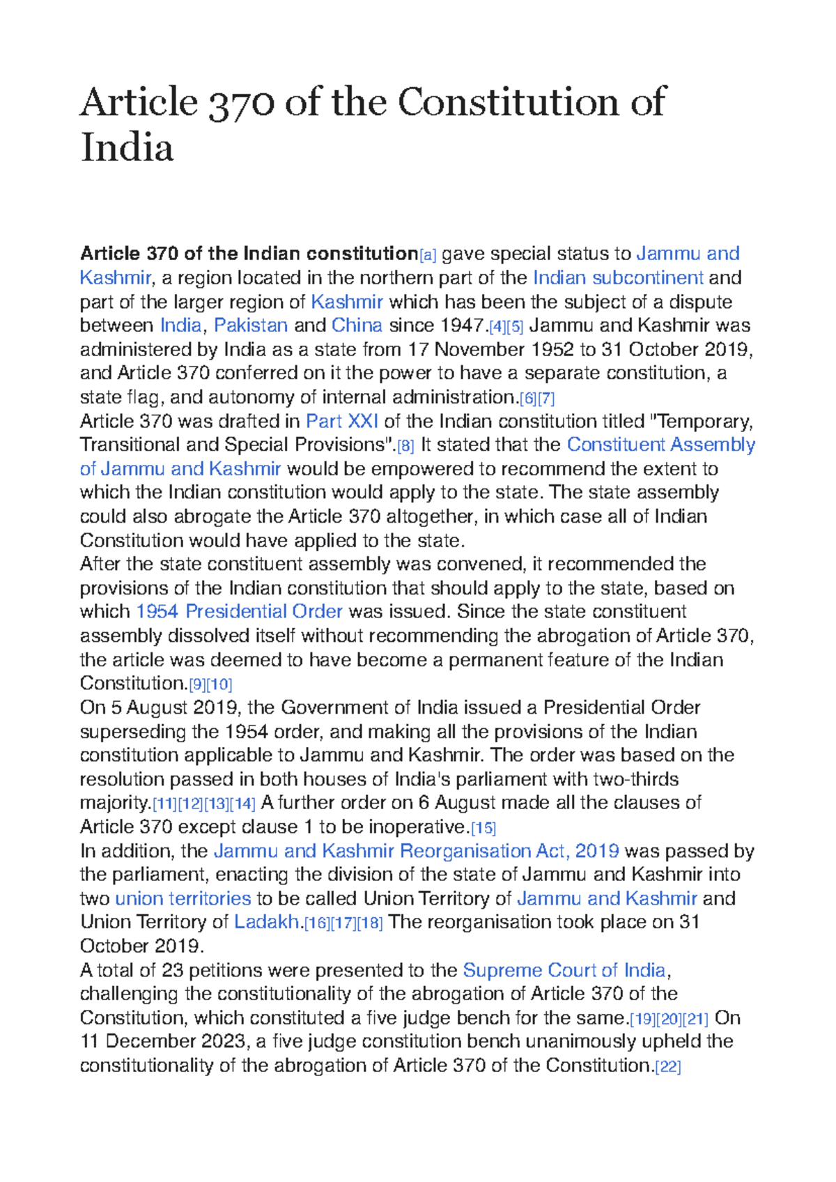 Article 370 of the Indian Constitution: Historical Context and ...