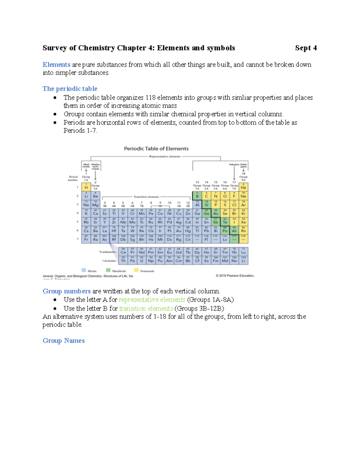 Chem 3 - Chapter 4: Overview of Elements and Their Symbols - Studocu
