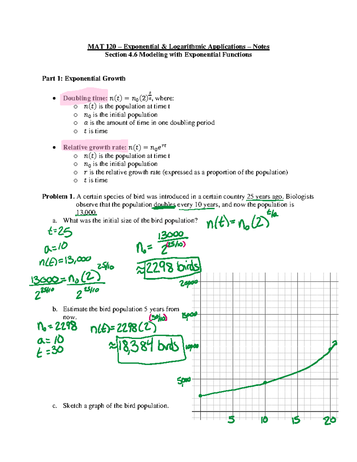 MAT 120 - Notes - 4.6 - Exponential Growth Applications - Studocu