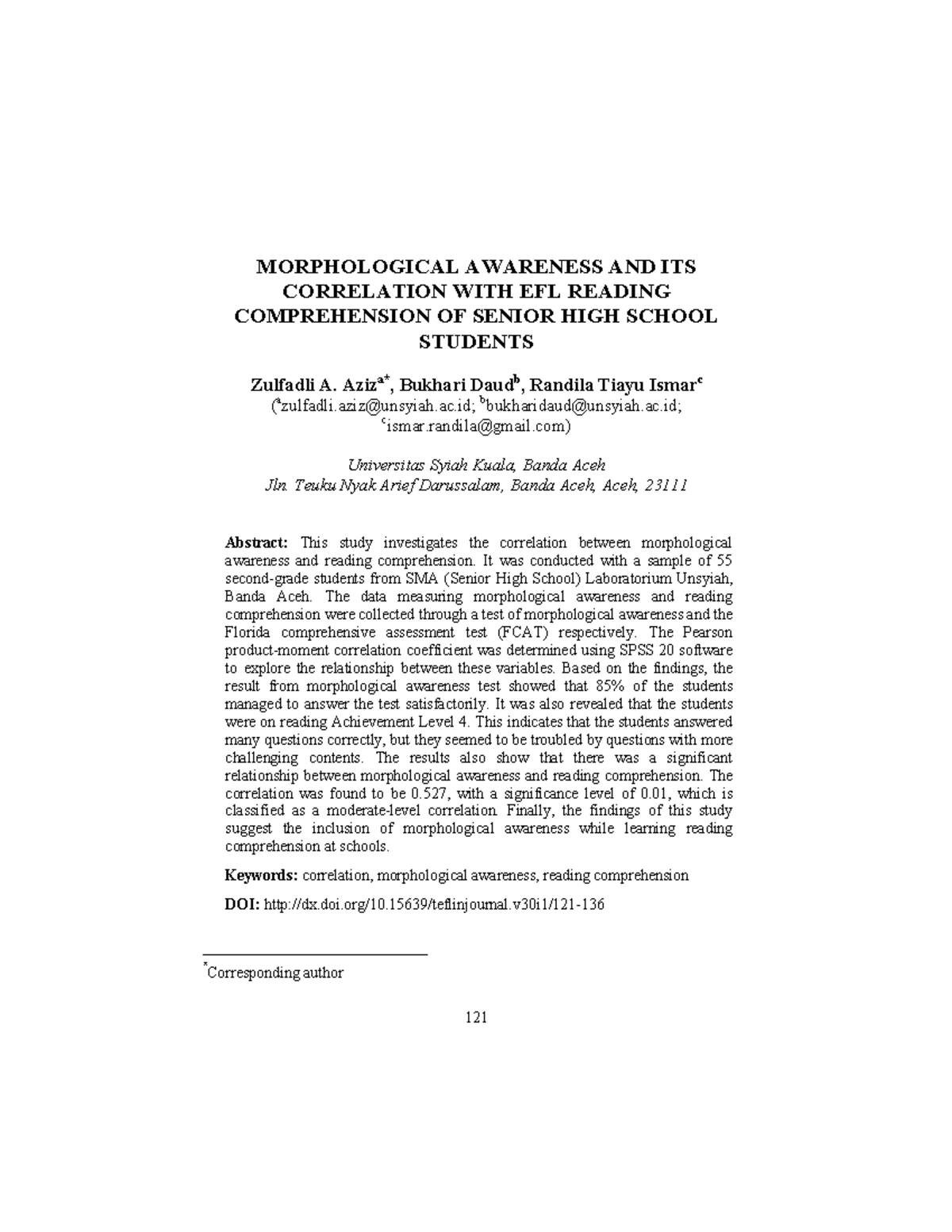Morphological Awareness and EFL Reading Comprehension in SHS: A Study ...