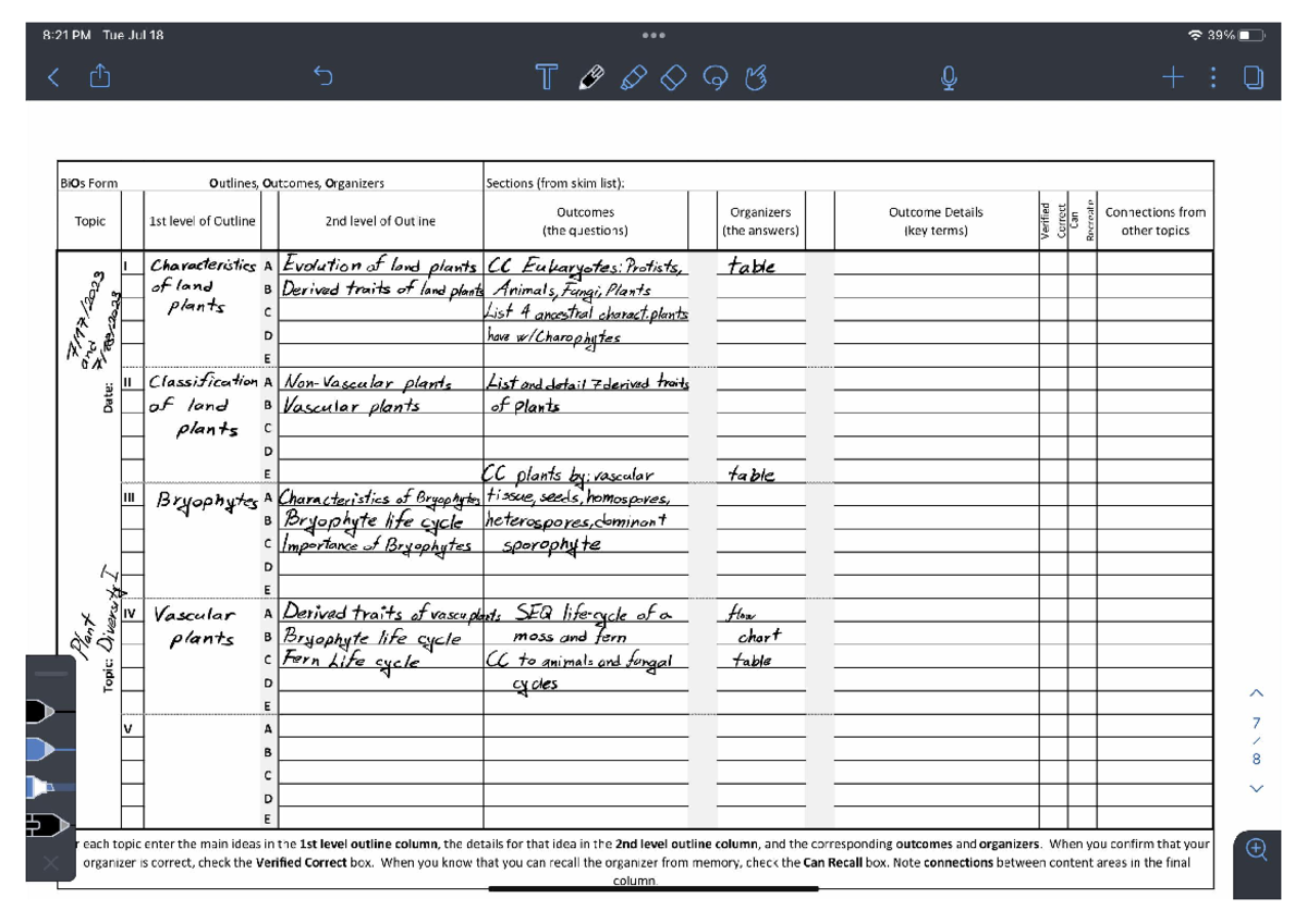 Topic 1-18 - biosform - 8:21 PM Tue Jul 18 D T K BiOs Form Outlines ...