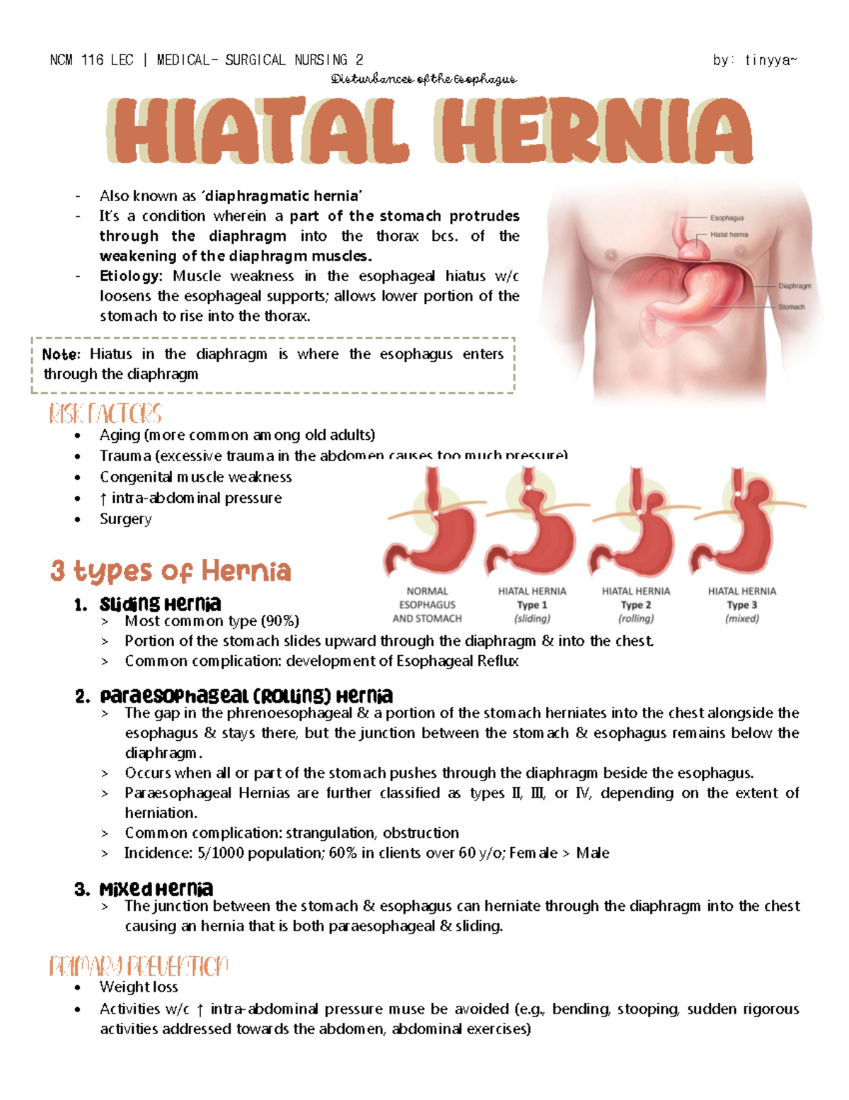 Hiatal Hernia Disease: Insights and Nursing Management (NCM 116 LEC ...