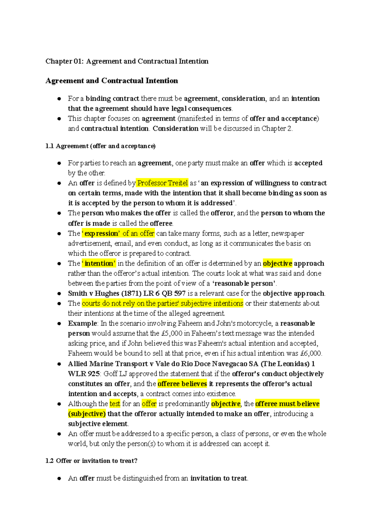 Chapter 01: Agreement & Contractual Intention (Contract Law Notes ...