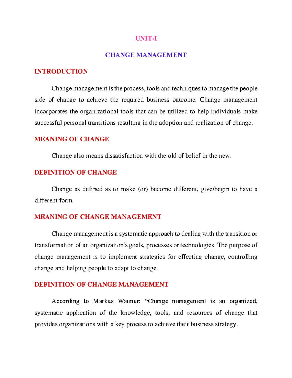 Change Management: Understanding Approaches and Leadership Styles - Studocu