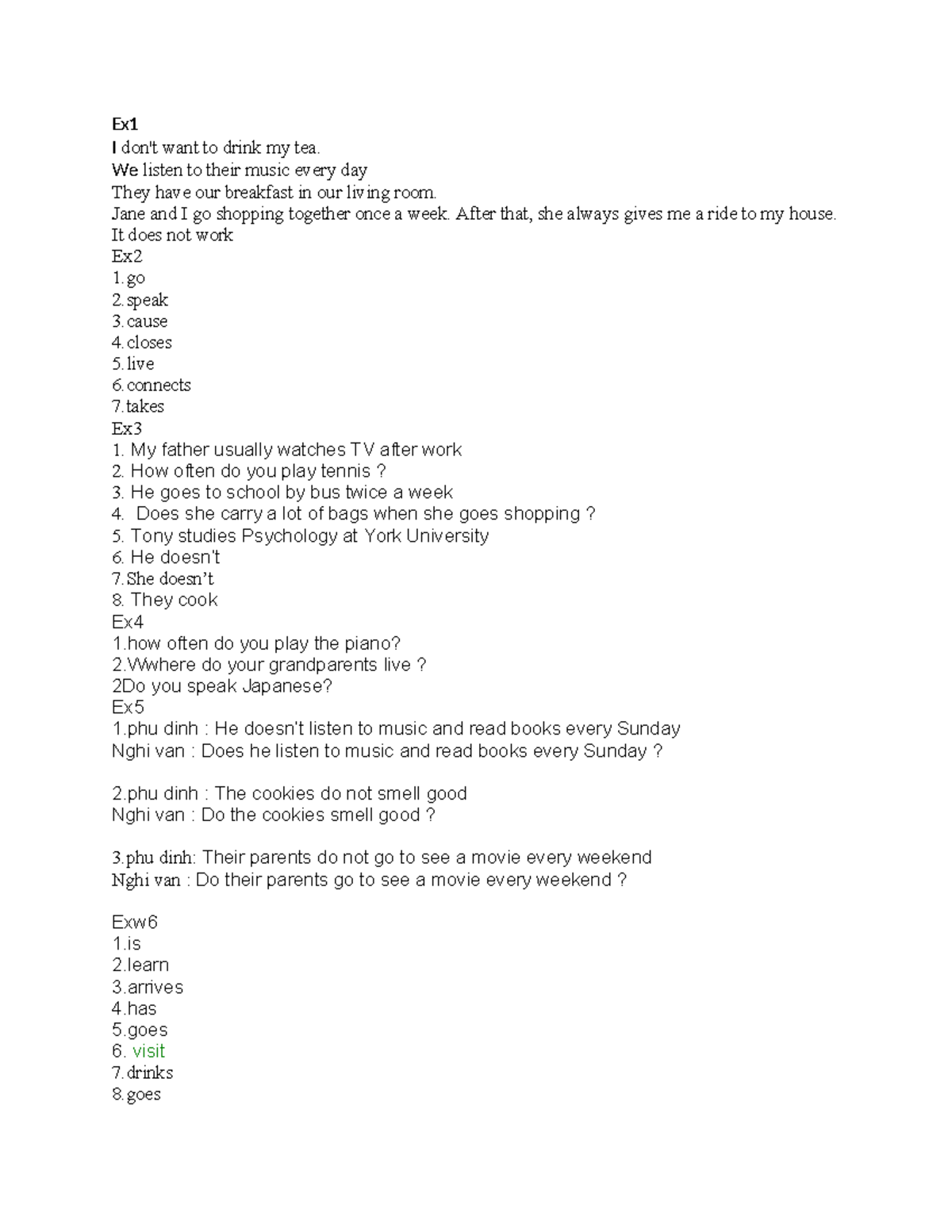 Basic English Exercises for Beginners - Studocu