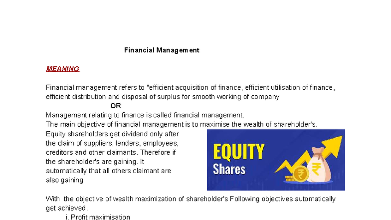 Financial Management Overview: Key Concepts and Strategies (FIN 101 ...