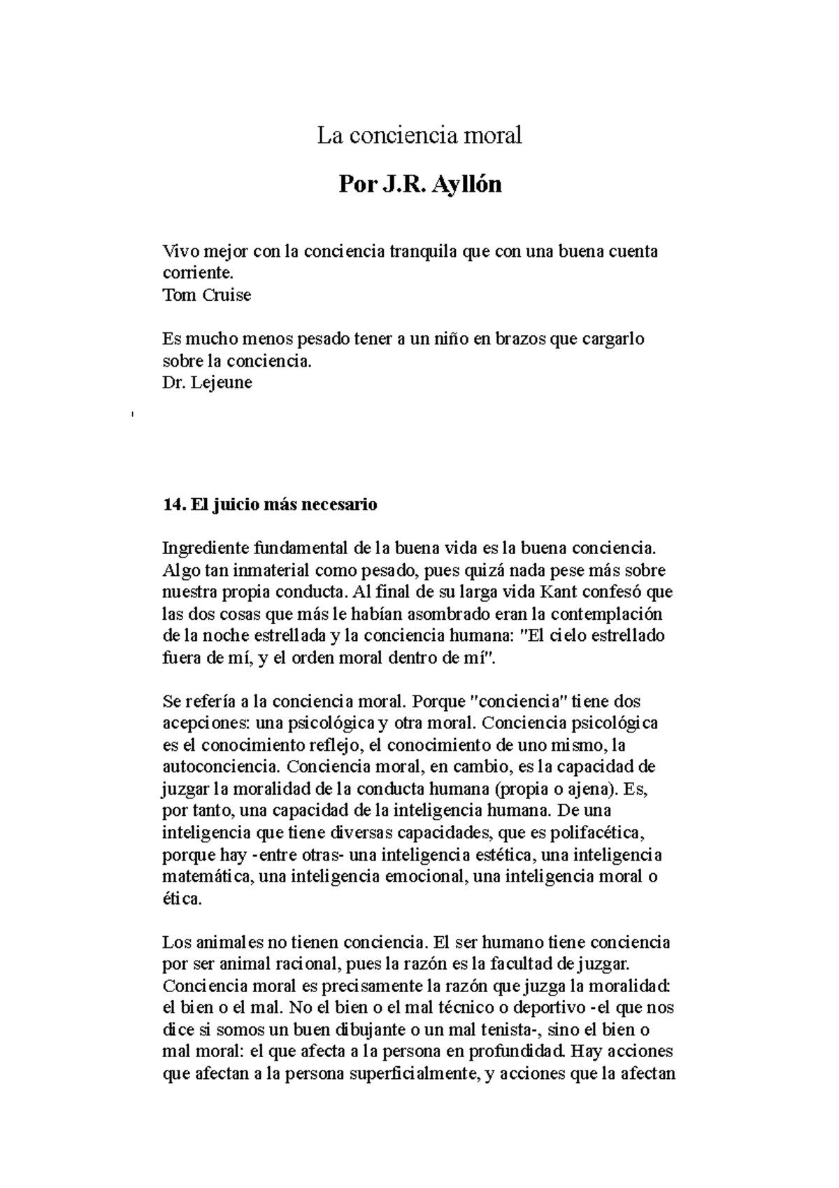 La Conciencia Moral: Reflexiones y Análisis Filosófico - Studocu