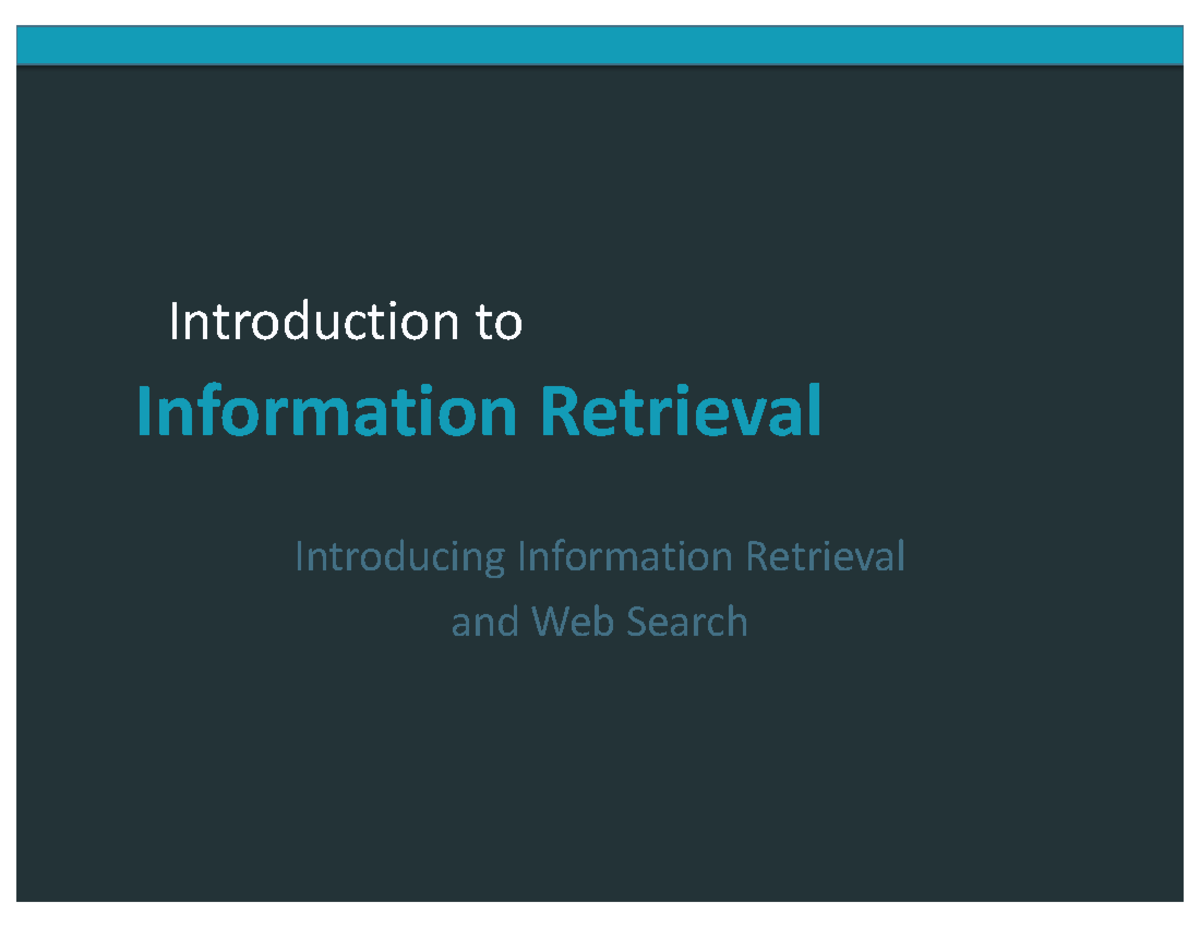 Lecture 2-Introduction to Information Retrieval - Introduction to Information Retrieval ...