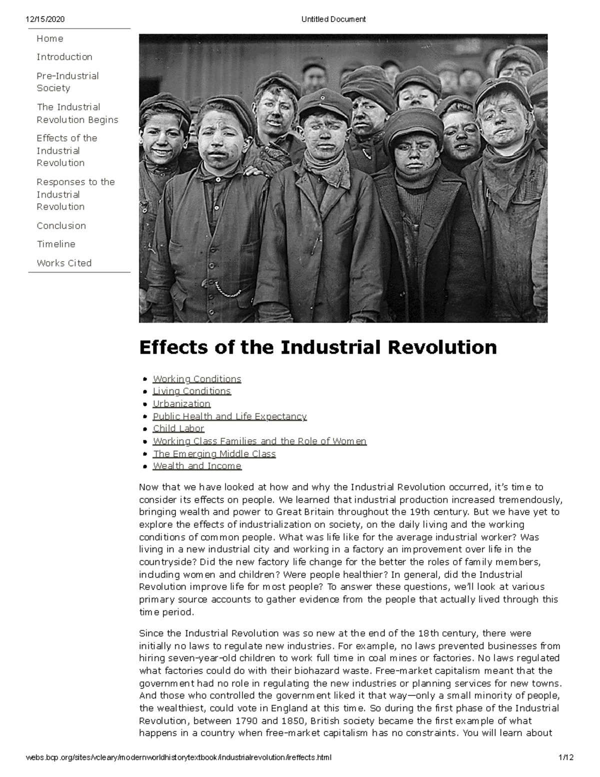 Ind Rev PBA: Effects on Society - Working Conditions & Child Labor ...