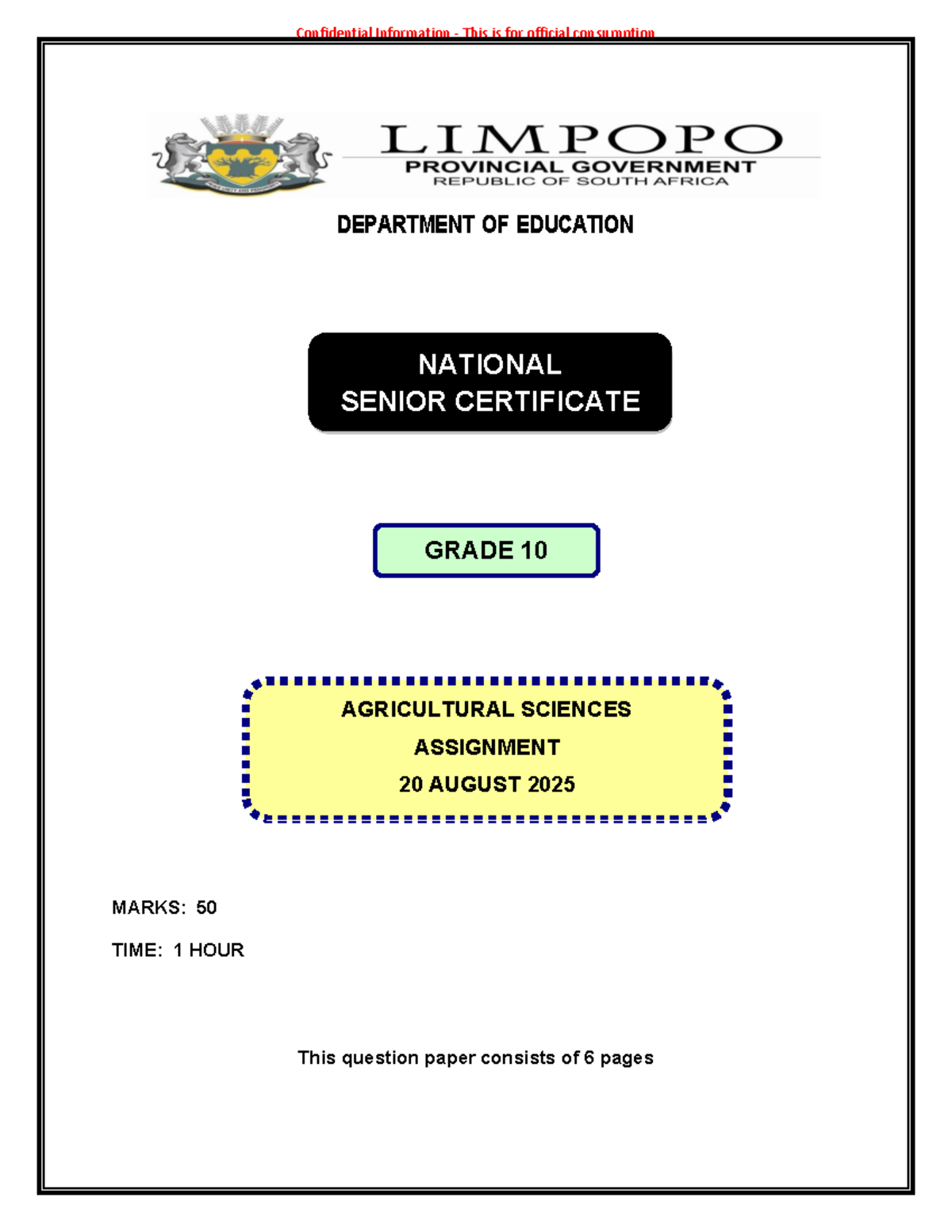 Grade 10 Agricultural Sciences Assignment - Term 3 2025 - Studocu