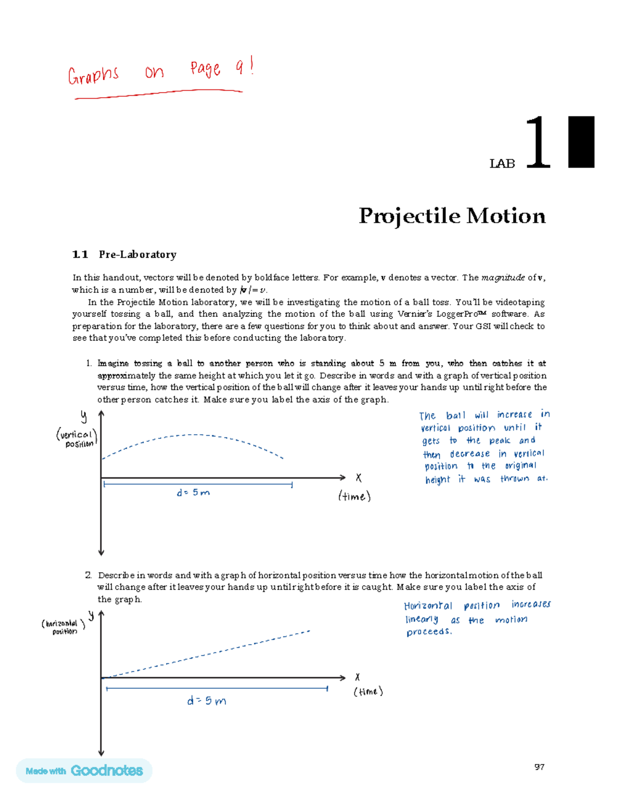 Physics 8A Lab 1: Analyzing Projectile Motion with LoggerPro™ - Studocu