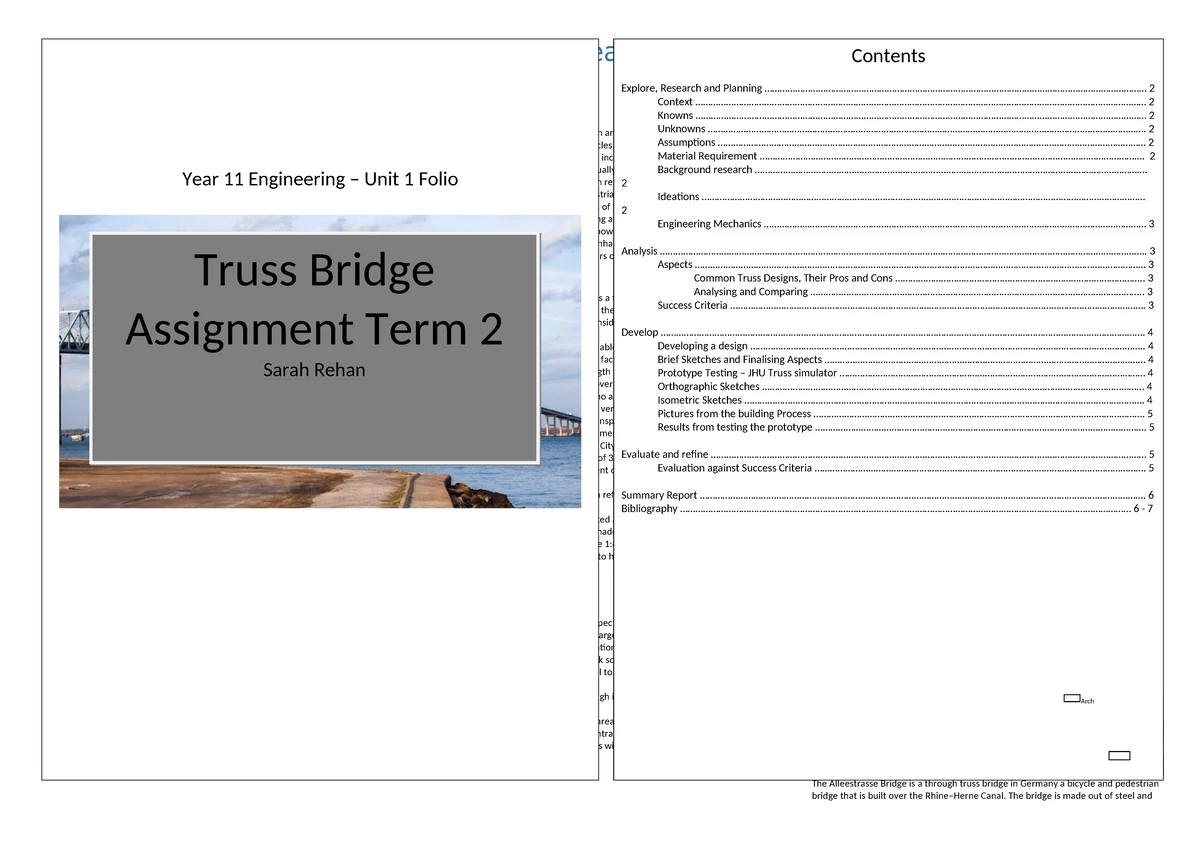 FIA2 Bridge Design Project: Truss Bridge Prototype Analysis - Studocu