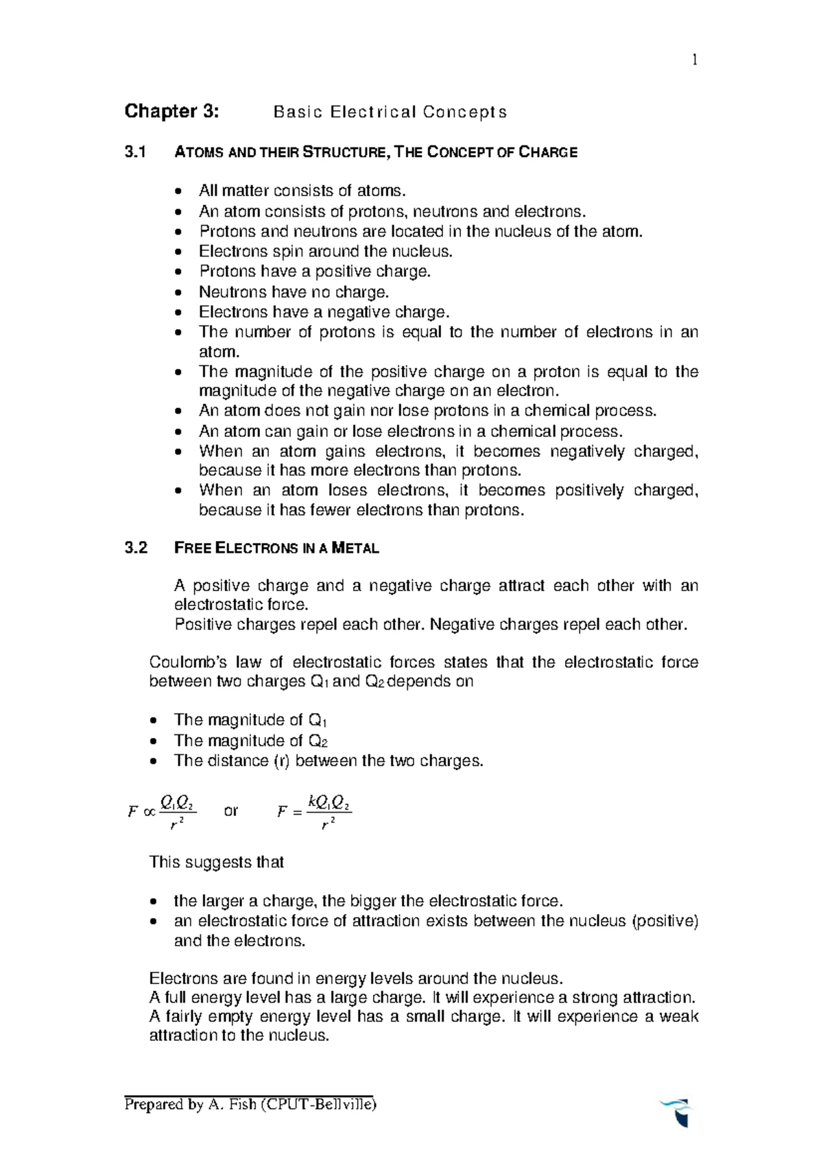 Chapter 3: Basic Electrical Concepts Overview (SM1 2008 Notes) - Studocu