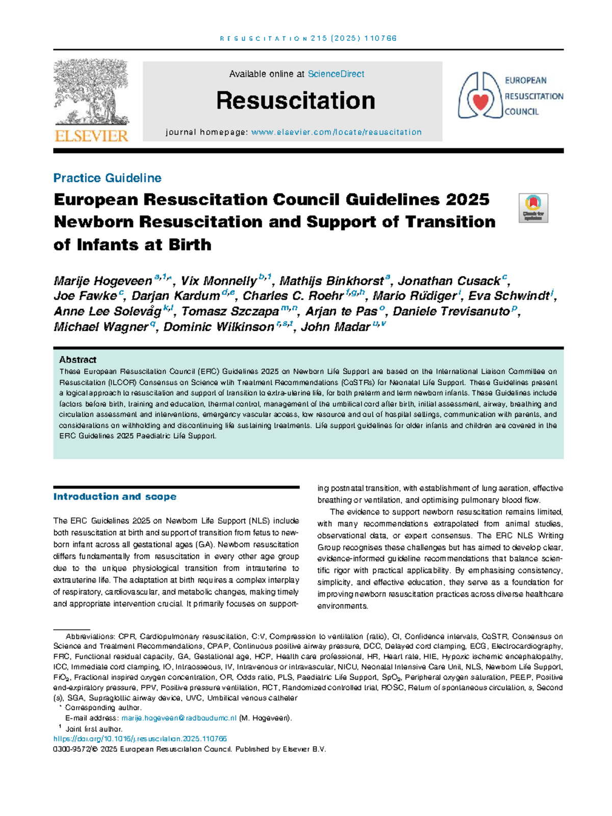ERC Guidelines 2025: Newborn Resuscitation and Support at Birth - Studocu