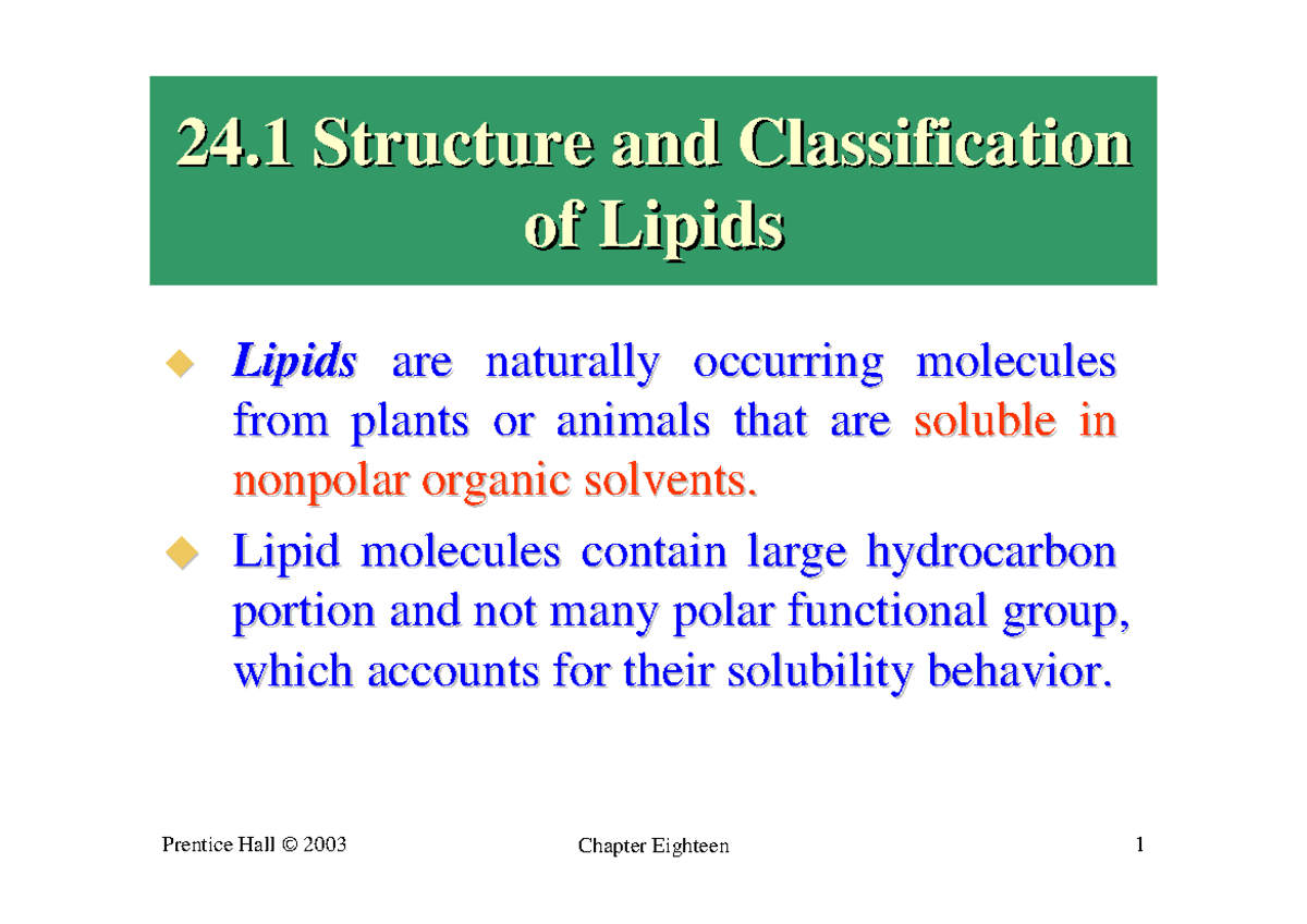 Lipids structure and functions - 24 Structure and Classification 24 ...