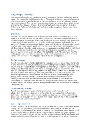 Learning aim A unit 14 - unit 14 - Physiological disorders “A ...