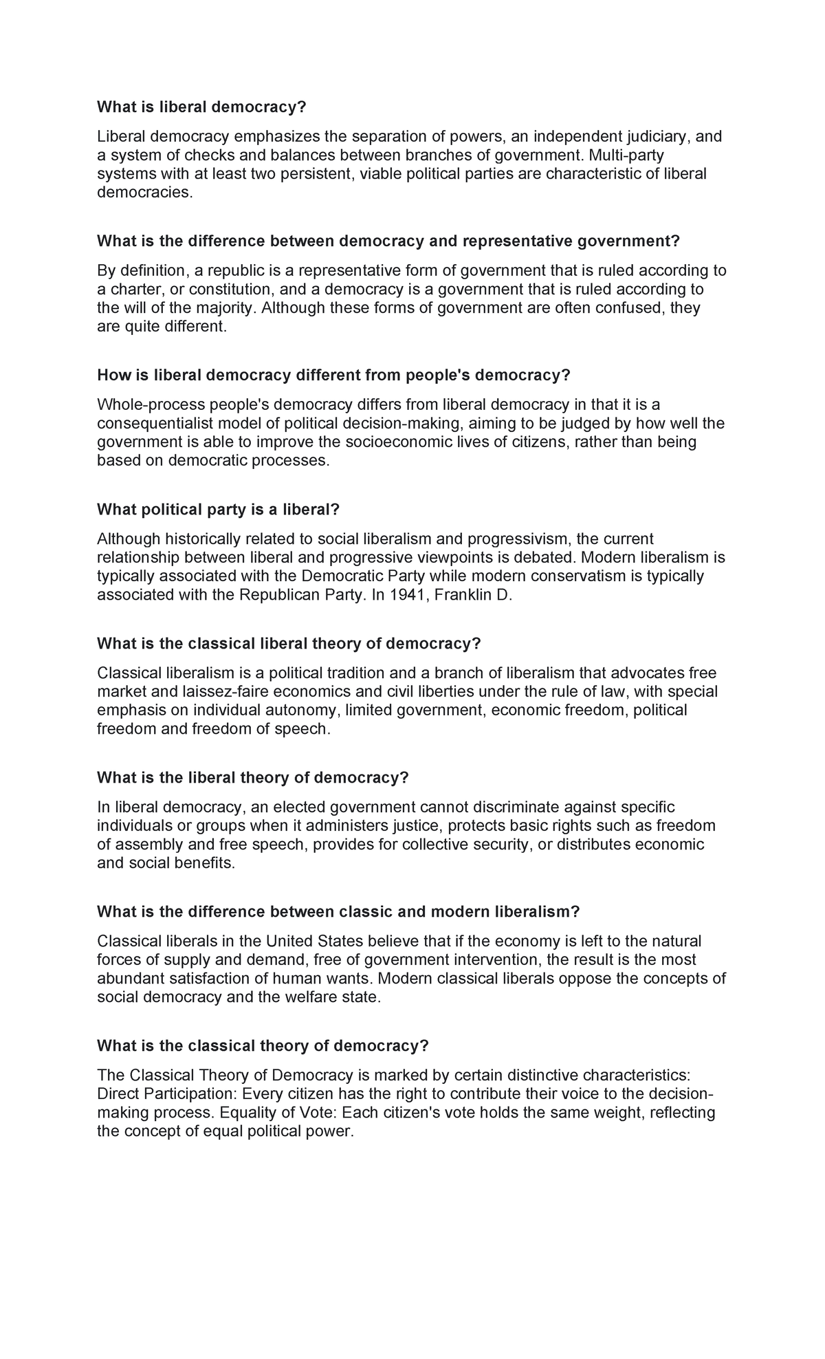 Democracy - Good - What is liberal democracy? Liberal democracy ...