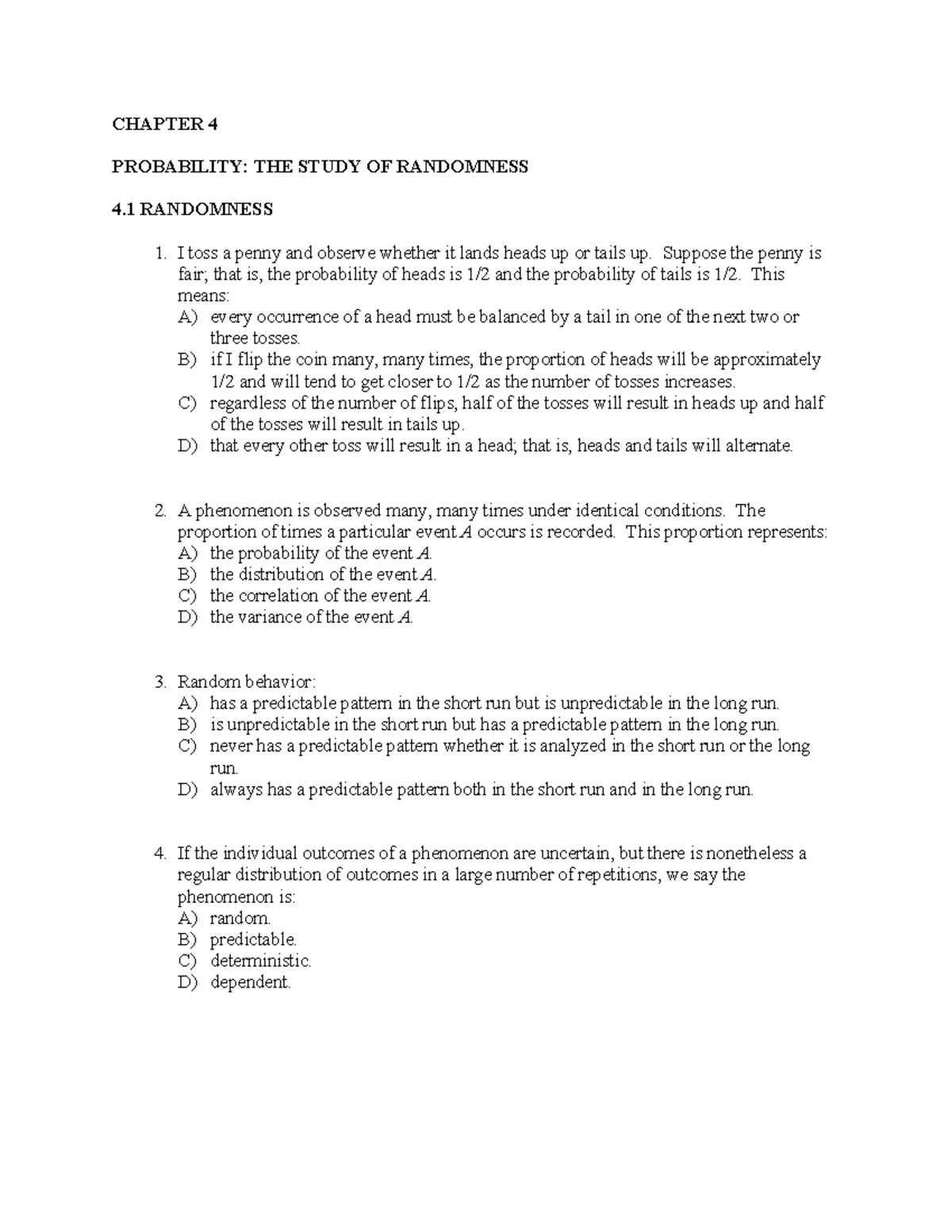 Practice Problems - Chapter 4 (Probability) - Studocu