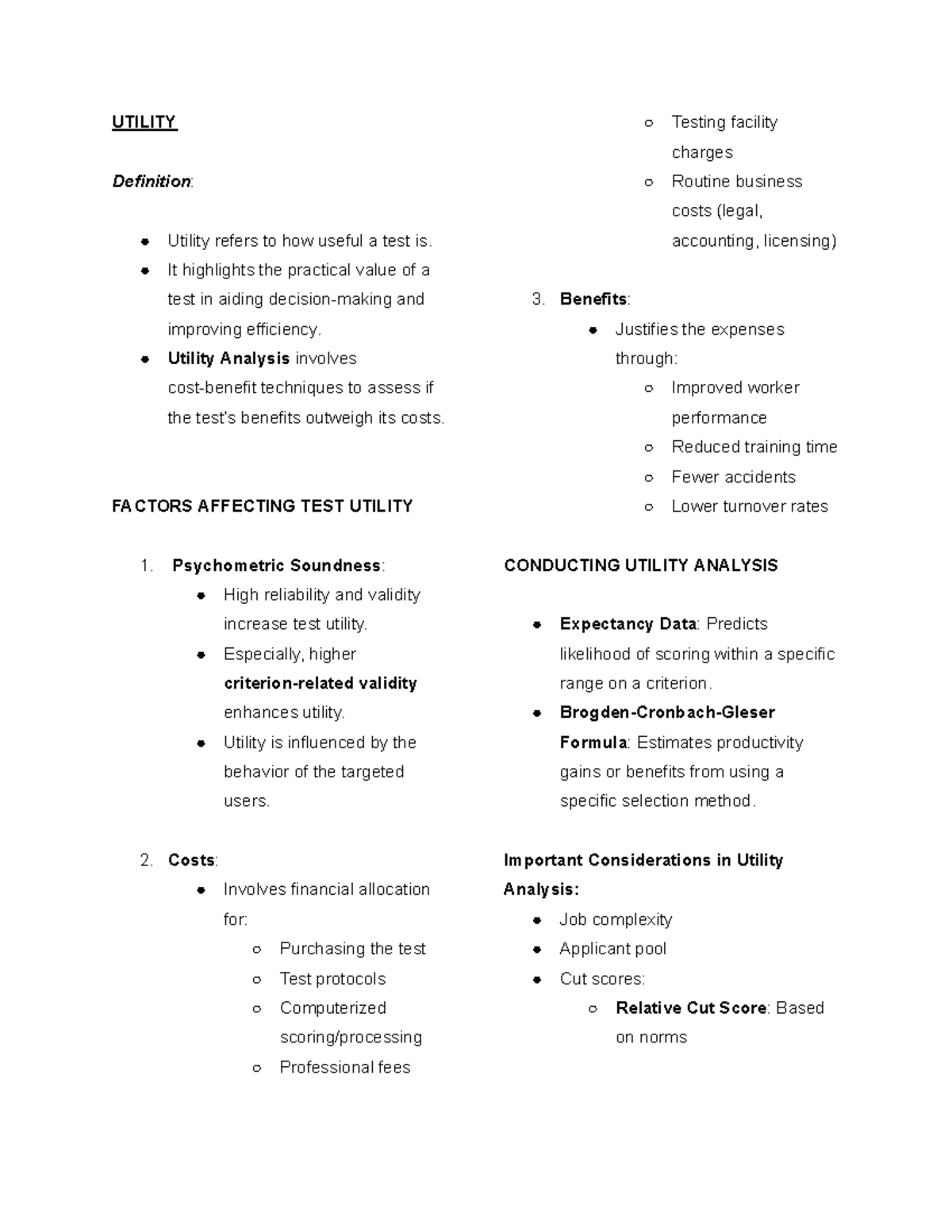 Psych Assessment Midterm Notes: Utility & Validity Analysis - Studocu