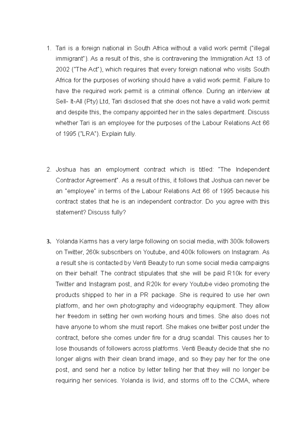 Employee Relations in Employment Law: Case Studies Analysis - Studocu