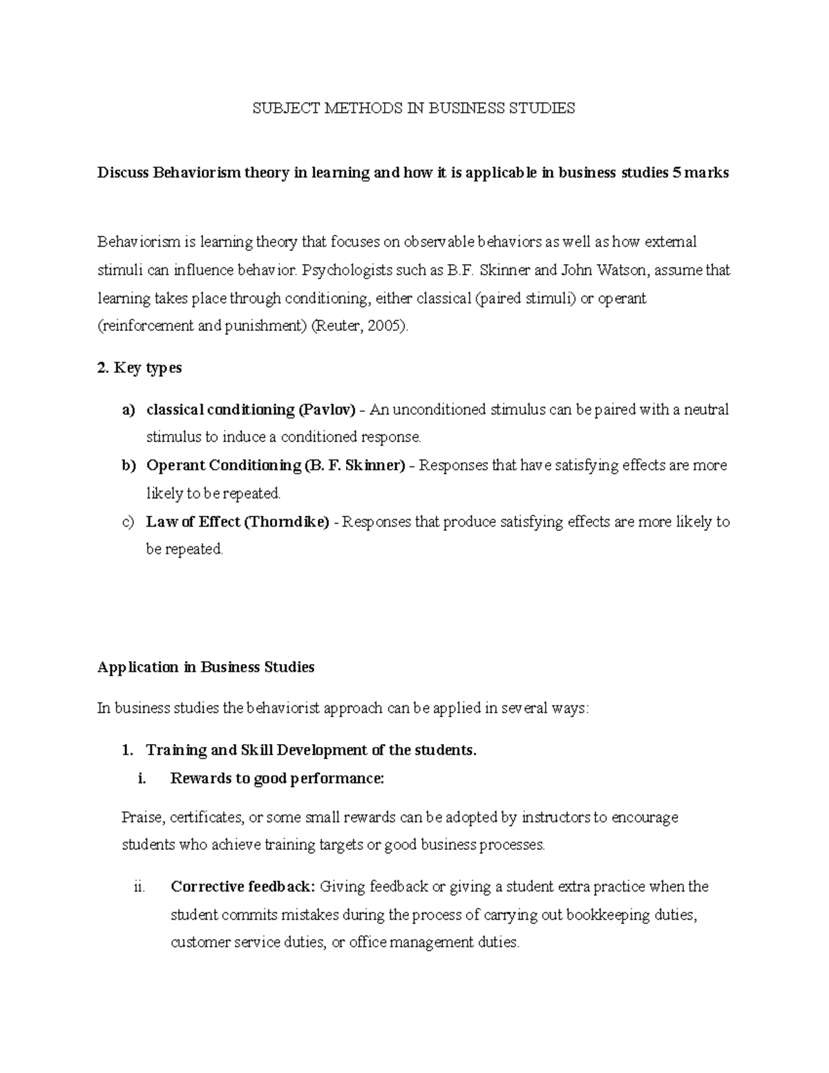 EDU 101: Behaviorism Theory in Learning & Its Business Applications ...