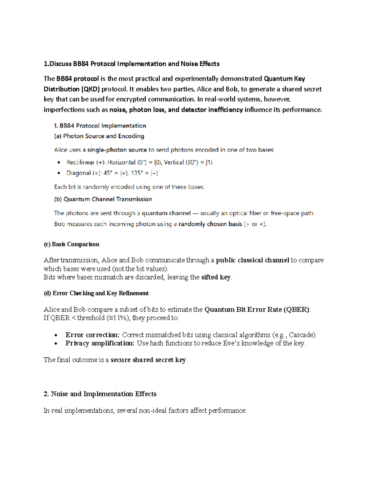 Model Question Paper: Quantum Computing & BB84 Protocol Analysis - Studocu