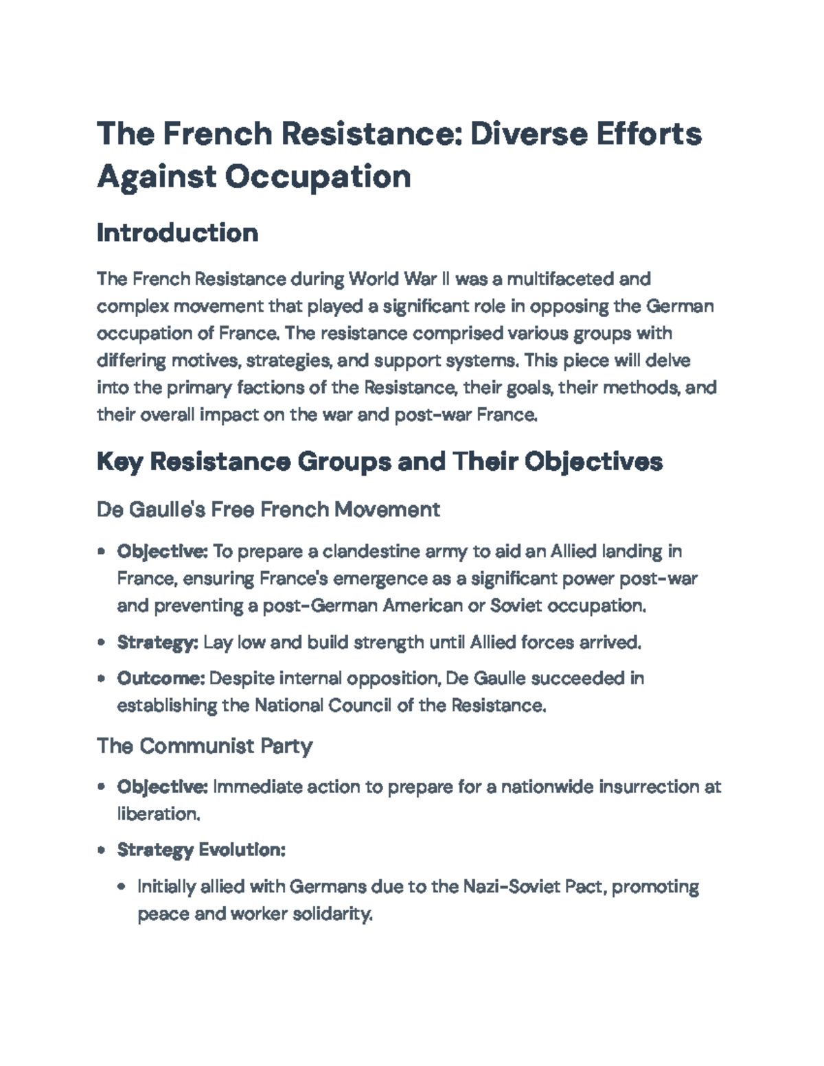 The French Resistance: Diverse Strategies and Impact During WWII - The ...