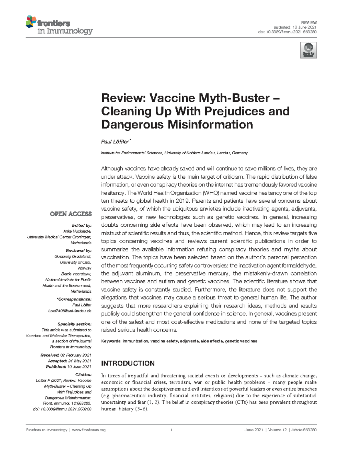 REVIEW: Vaccine Myth-Buster - Addressing Misinformation and Prejudices ...
