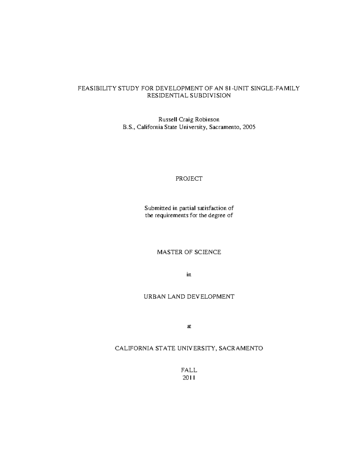 Feasibility Study for 81-Unit Residential Subdivision - URBD 511 - Studocu