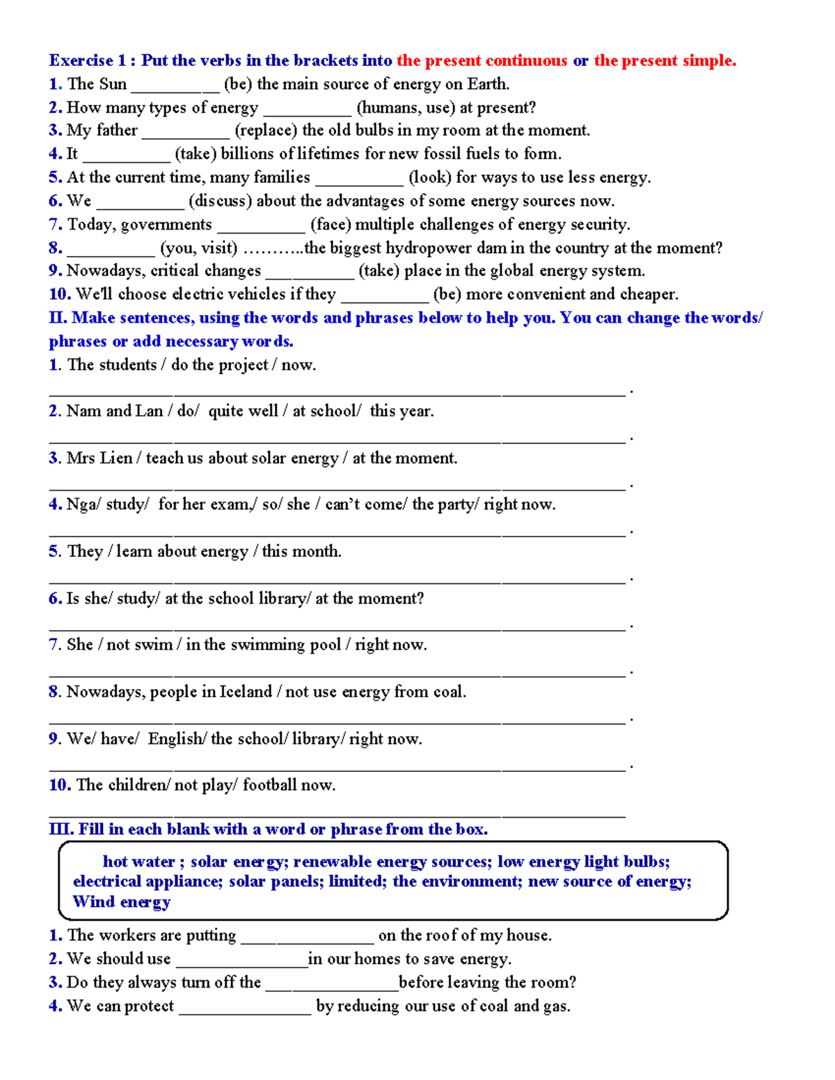 Exercise 1: Present Continuous vs Present Simple Practice - Studocu