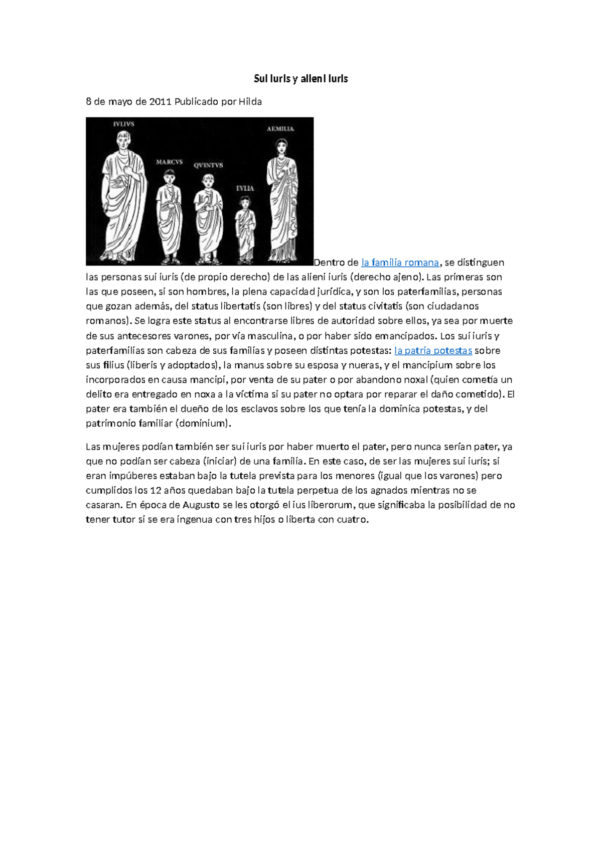 Sui iuris y alieni iuris: Análisis del Derecho Familiar Romano - Studocu