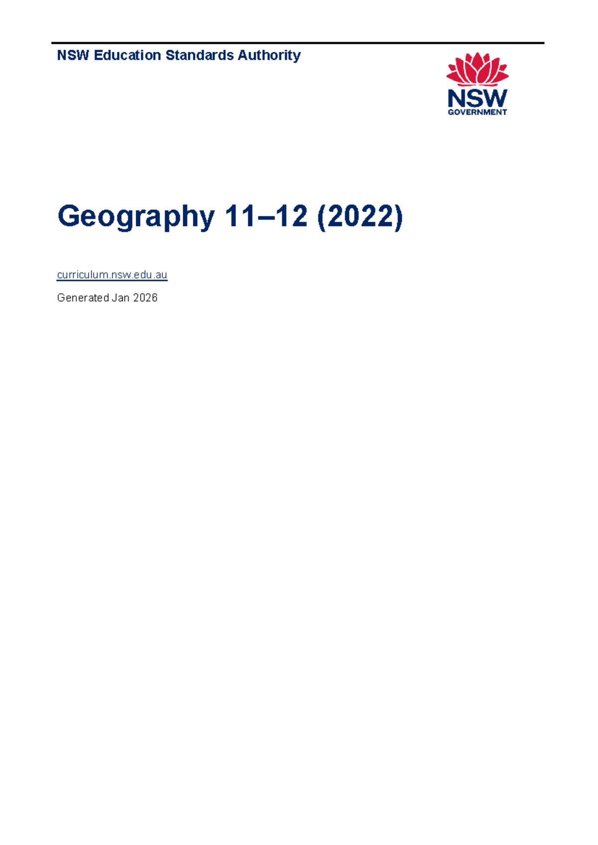 Geography Syllabus Overview for NSW Education Standards Authority (2022 ...