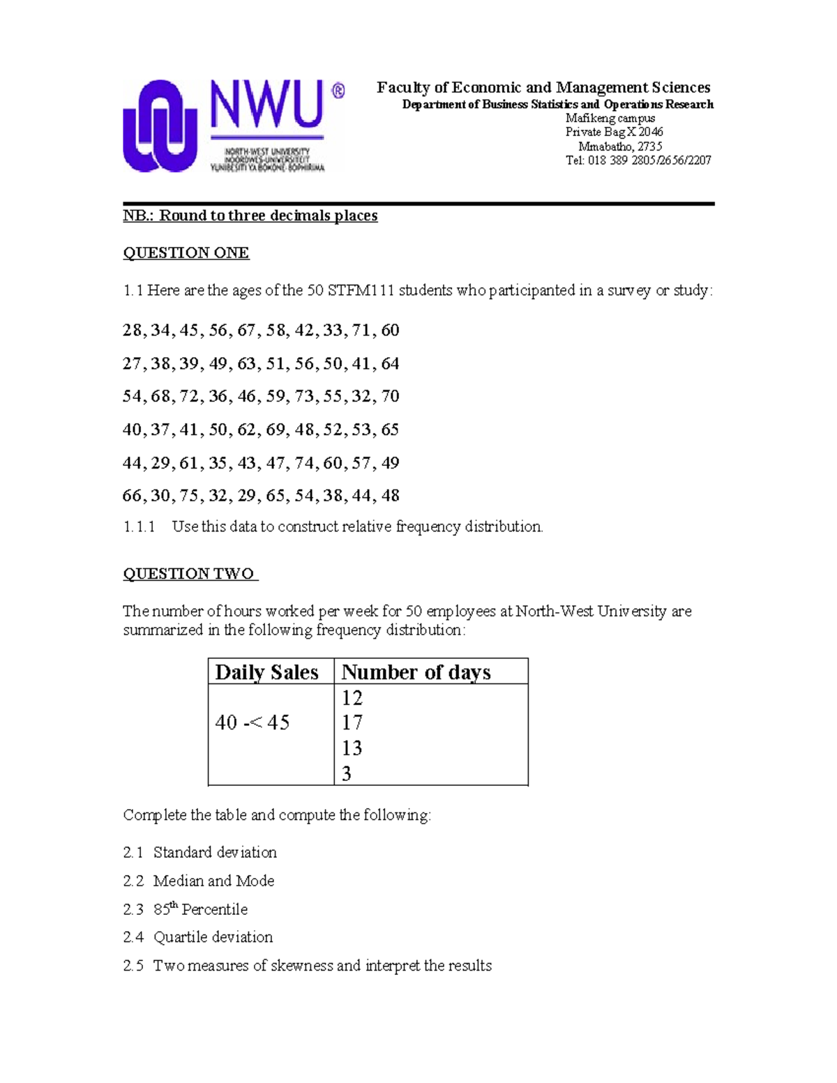 Exercise 2 - excersizes - Faculty of Economic and Management Sciences ...